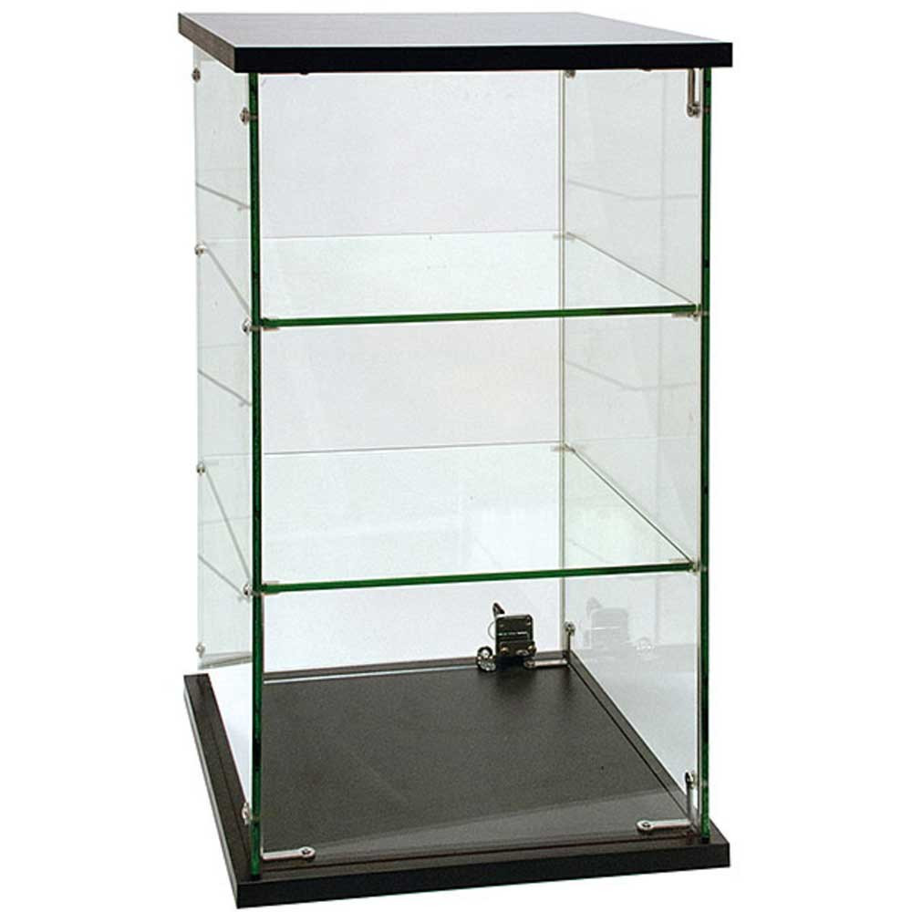 Frameless Glass Square Tower Display Case 20" - The Fixture Zone