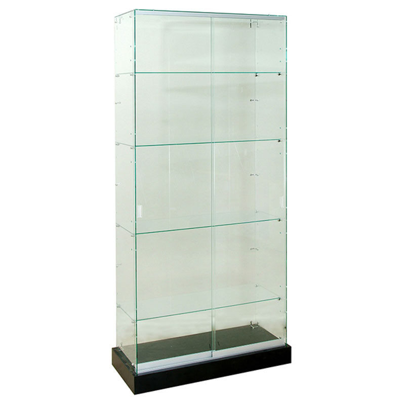 Frameless Glass Square Tower Display Case 20" - The Fixture Zone