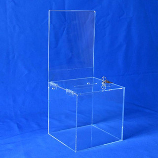 Acrylic Mini Charity Collection Box with Sign Holder and Lock