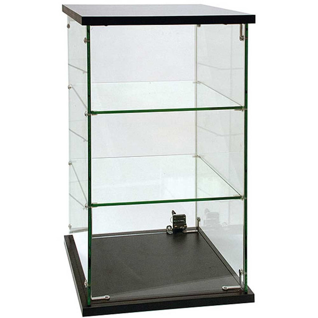 Frameless Glass Square Tower Display Case 20" - The Fixture Zone