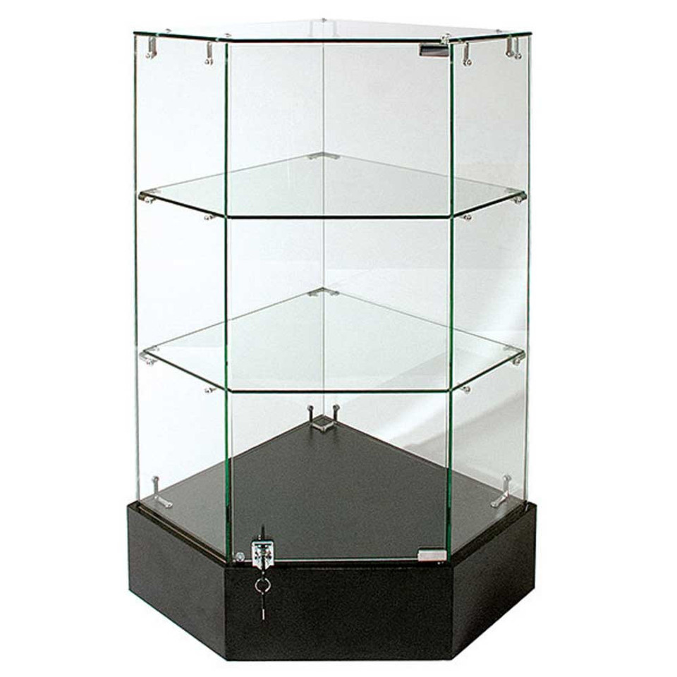 Frameless Glass Square Tower Display Case 20" - The Fixture Zone