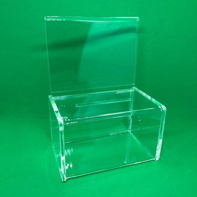 Acrylic Charity Collection Box with Sign Holder - The Fixture Zone