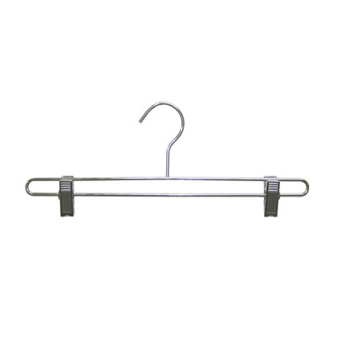 14" Chrome Metal Bottom Hanger W/ Clips (Box of 100)