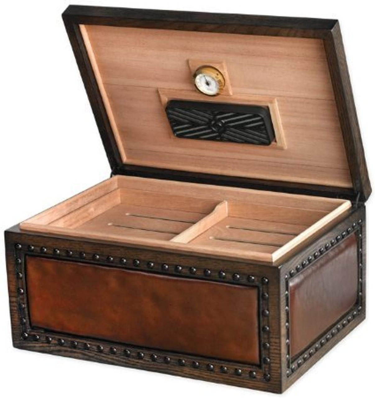 "LE VERONESE" Leather Upholstered Desktop Humidor-Cigars Crafters