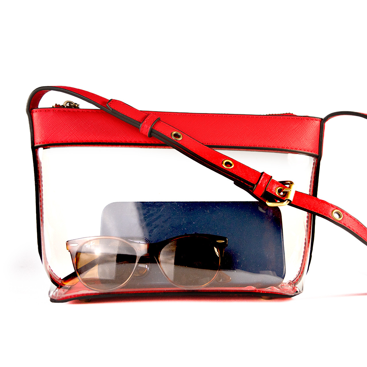 Clear/Red Crossbody Bag - Stamped - Charleston Wrap