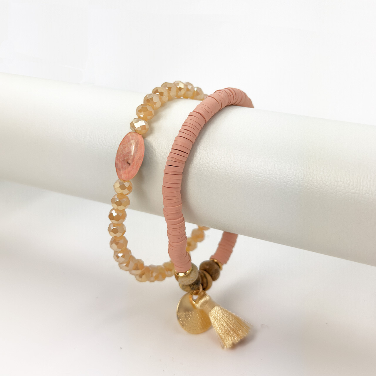 Champagne Rose Beaded Bracelets Elegant and Chic
