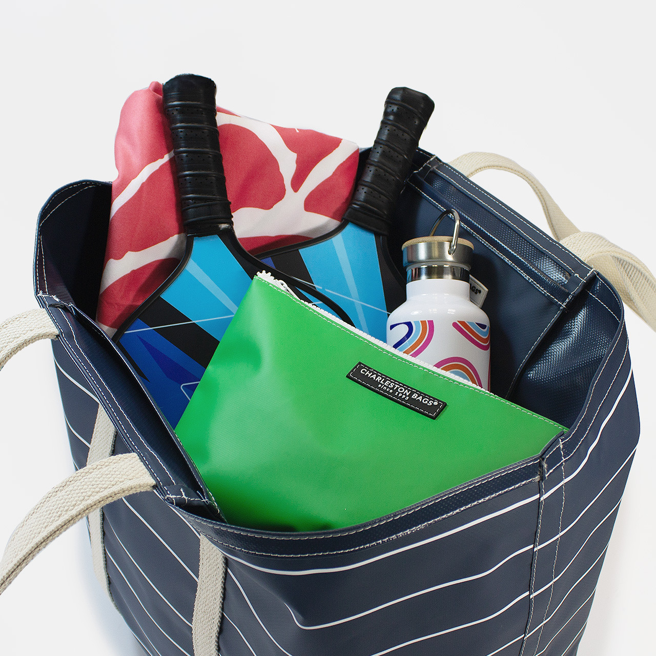 Stono Large Essentials Tote - Navy/White - Charleston Wrap