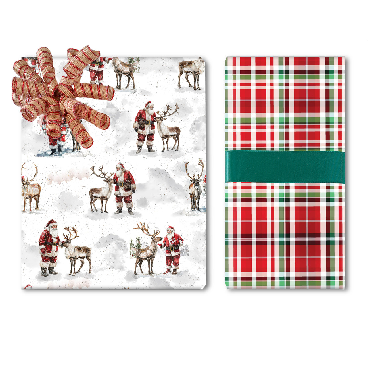 Vintage Santa & Reindeer Roll Wrap - Charleston Wrap