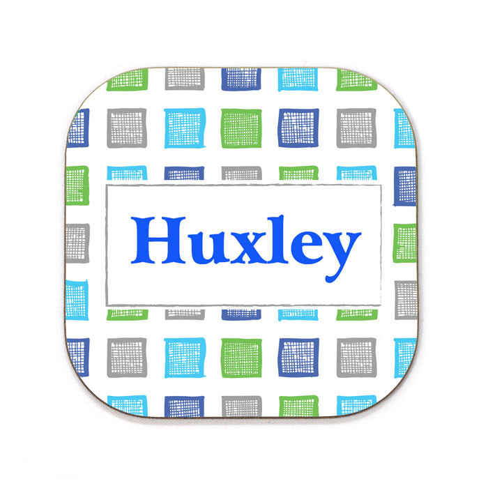 Med Blue Color Cubes Coaster - Charleston Wrap