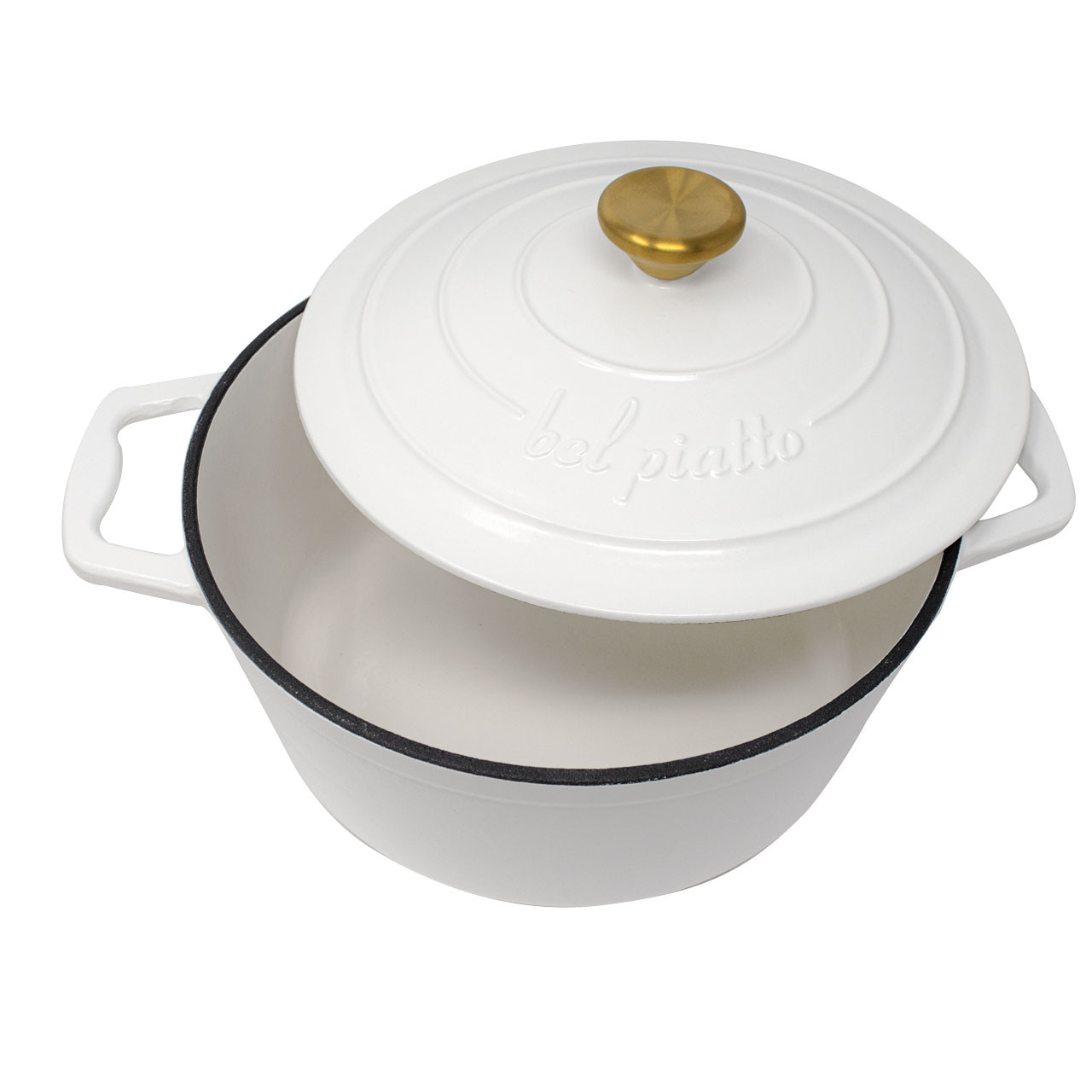 Matte White Enameled Cast Iron Dutch Oven - Bel Piatto - Charleston Wrap