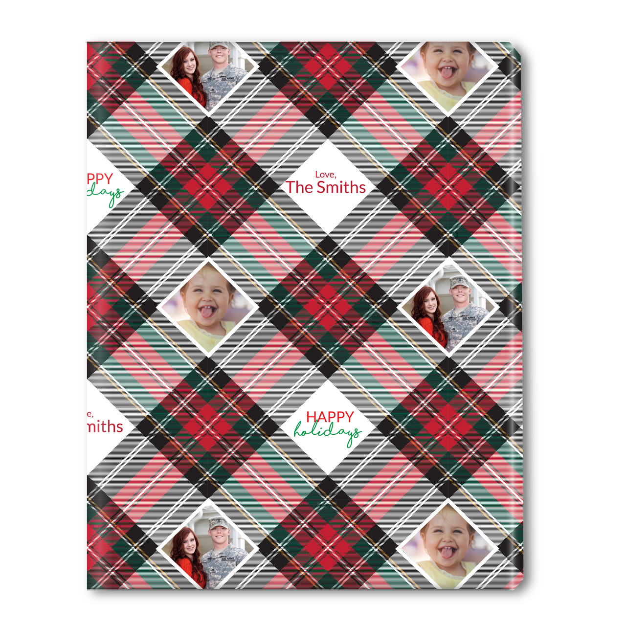 Framed White Plaid Personalized Gift Wrap - Charleston Wrap