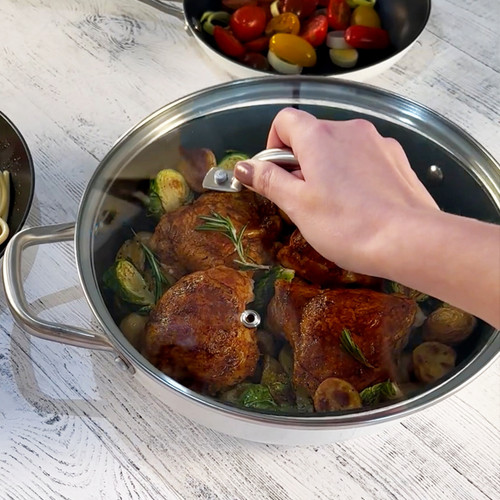 3 Qt. Enameled Cast Iron Braiser & Lid - Nonstick Ceramic Interior ...