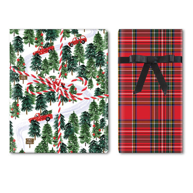 Fresh Cut Trees & Red Tartan JUMBO Roll Wrap - Charleston Wrap