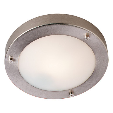 Firstlight Rondo 18cm Flush Ceiling Light Opal in Brushed Steel | SimplyLED