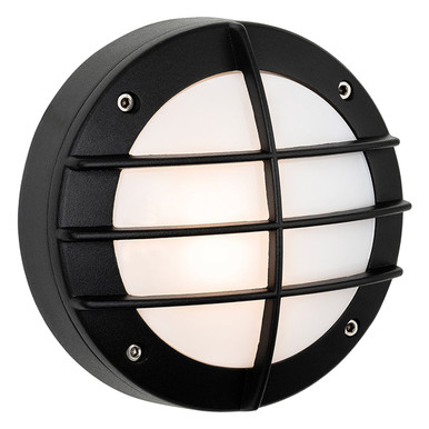 Firstlight Nova Outdoor Wall Bulkhead Grille Opal in Black | SimplyLED