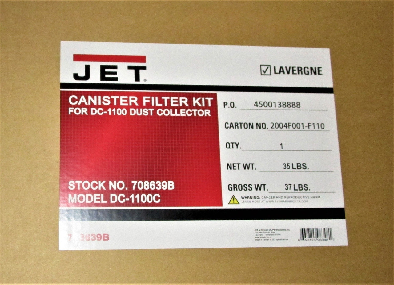 Canister Filter Kit Jet 708639B for DC-1100 Series Dust Collectors