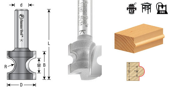 Bullnose Radius Router Bits - Edge Shaping & Moldings