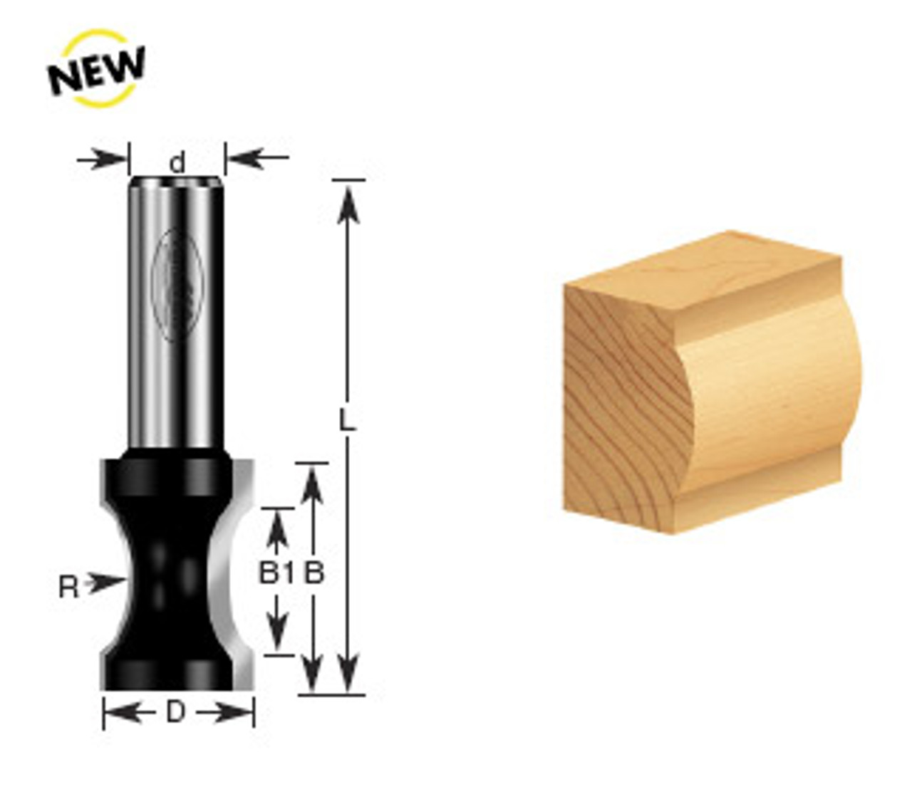 Bullnose Convex Edging Router Bits Industrial 2 Flute Carbide Tipped