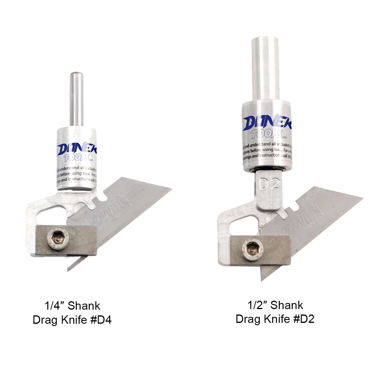 Drag Knife for CNC Cutting - Donek Tools, 1/4in Collet Compatibility