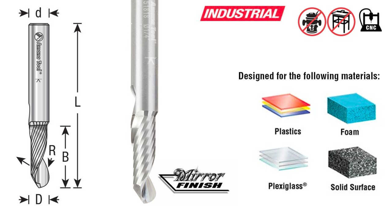 Cnc Plastic Up Cut Router Bits Amana Mirror Finish Cutter