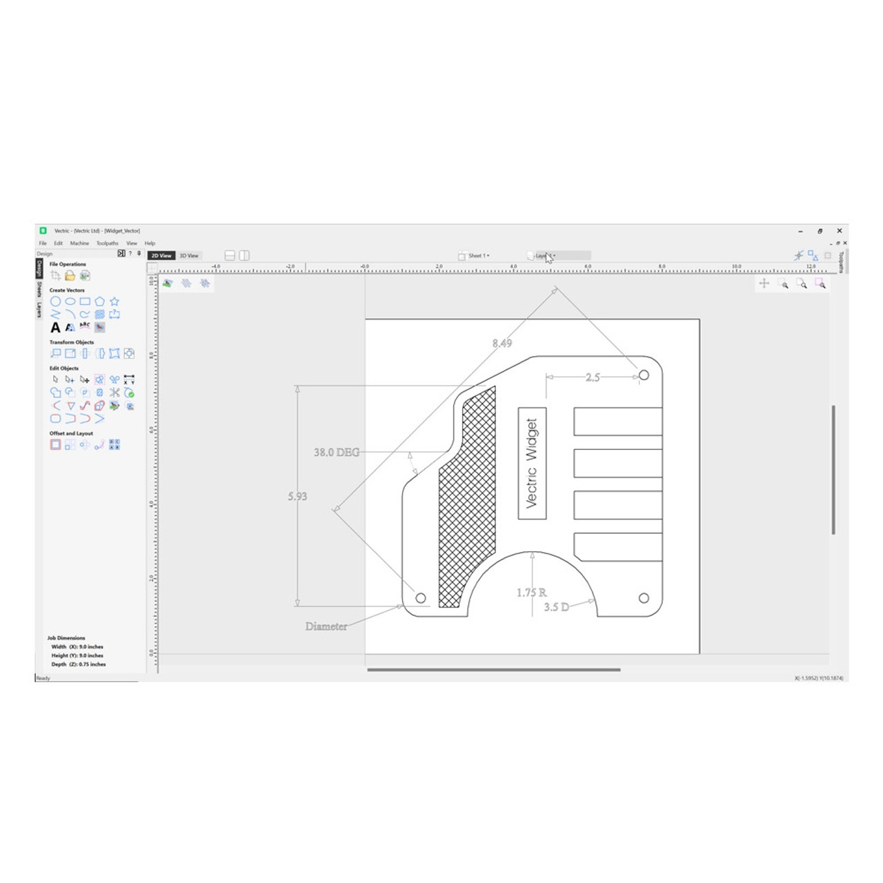 2D CAD/CAM Software - Vectric Cut2D Desktop for Routing Operations
