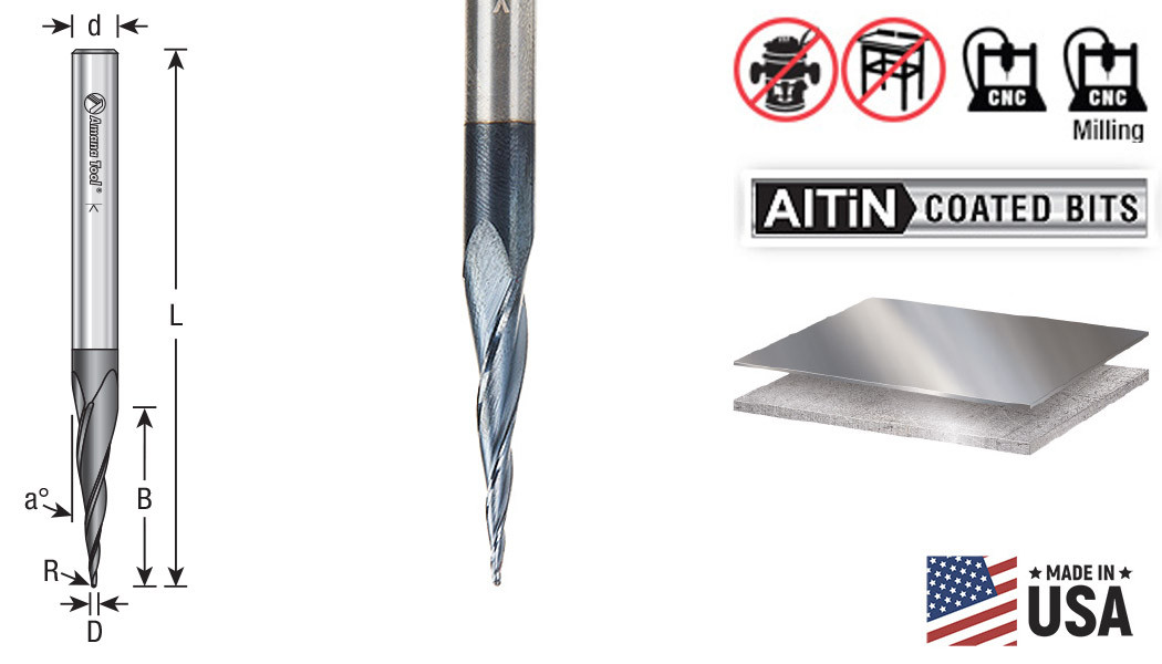 CNC Router Bits for Steel & Composites - AlTiN Coated End Mills