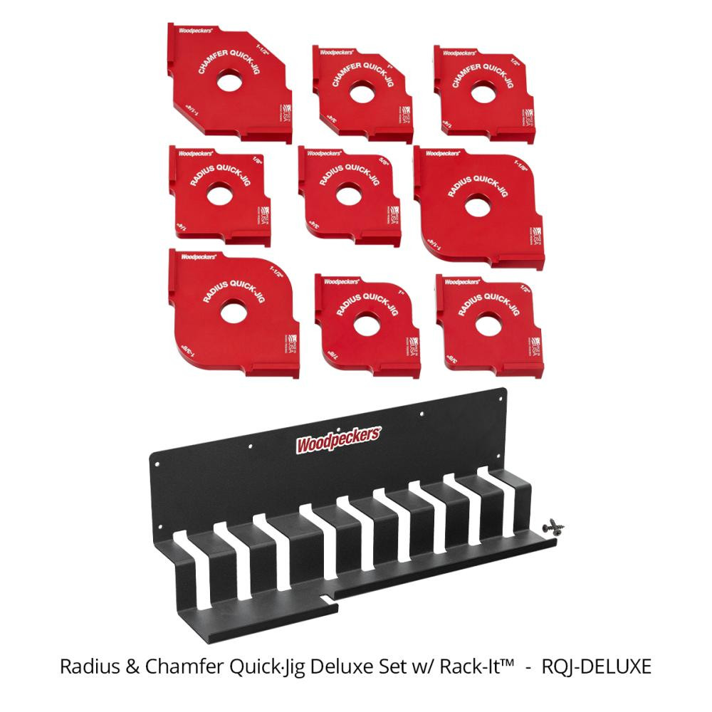 Woodpeckers Chamfer & Radius Jig Set with Rack-it