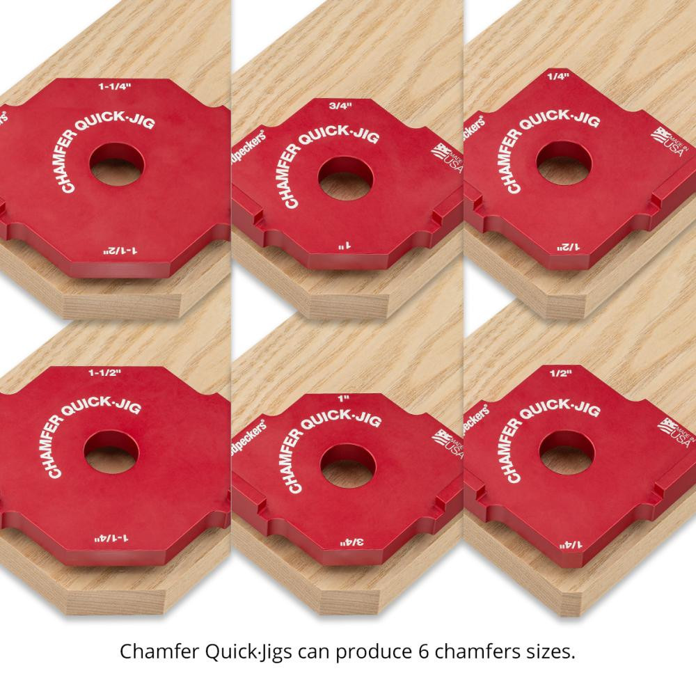 Woodpeckers Chamfer Quick Jig Set - 3pc with Rack-It