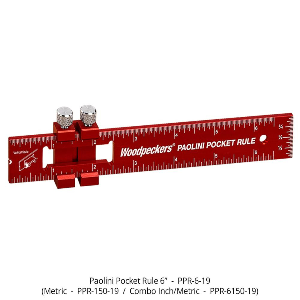 Aluminum Pocket Rule 150mm - Woodpeckers PPR-150-19