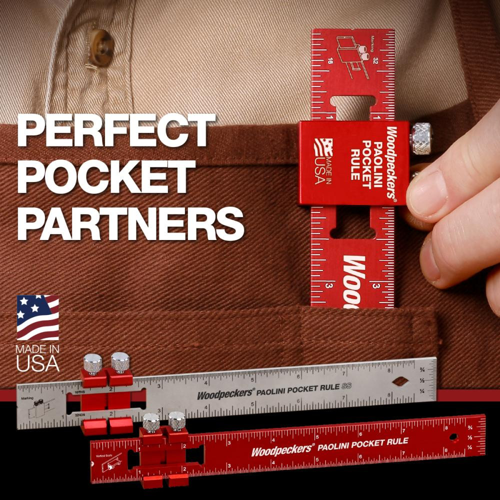 Aluminum Pocket Rule 150mm - Woodpeckers PPR-150-19