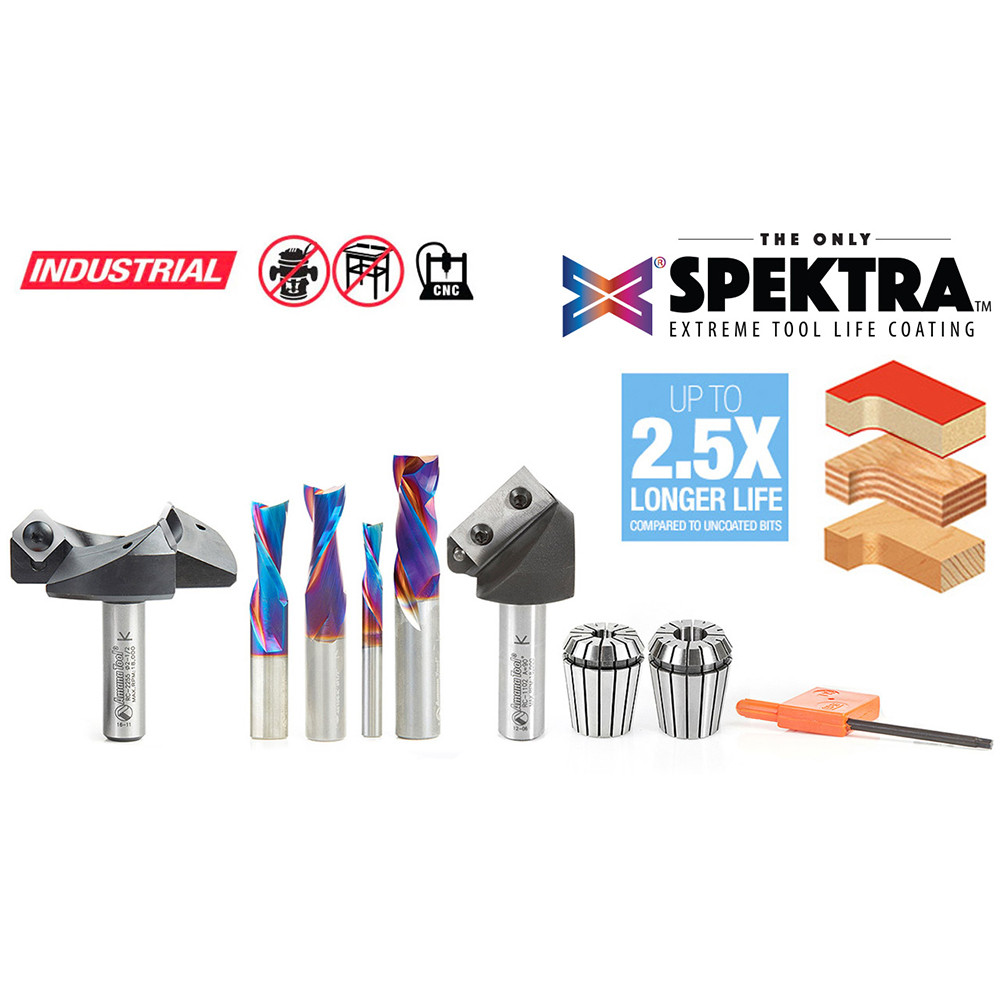 ToolsToday 8-Pc CNC Router Bit Set for Industrial CNC Machines