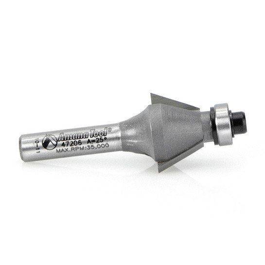 Bevel Laminate Trim Router Bit - Amana Tool 47206, 25 Deg, 3/4D