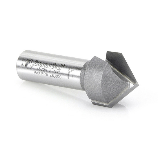 90 Deg V-Groove Router Bit - Amana Tool 45720 for CNC & Woodworking