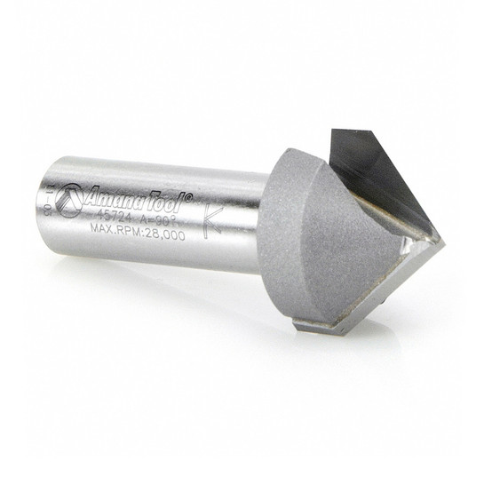 V Groove Router Bit 90 Deg - Amana Tool 45724 for CNC & Handheld Routers