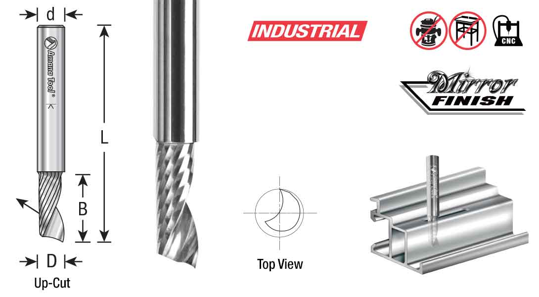 CNC Aluminum Up-Cut Router Bits - Solid Carbide Spiral