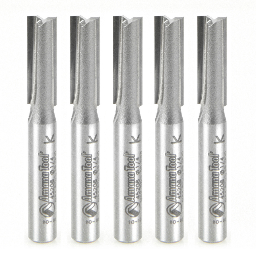5-Pack Straight Plunge Router Bits - Amana Tool 45208-5, 1/4" x 3/4"