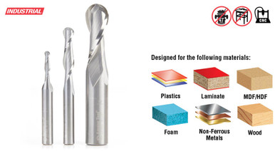 Ball Nose Router Bit Set - Amana Carbide Up-Cut Spiral Pack