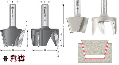 Solid Surface Repair Router Bit Set - Tapered Plug Cutter
