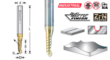 CNC Spiral O Flute Router Bits - Aluminum ZrN Coated Cutter