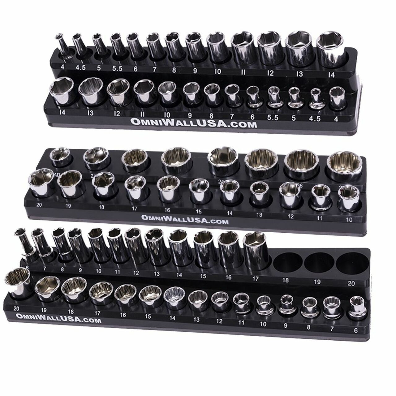 Magnetic Socket Organizer Tray OmniWall Metric Holder Set