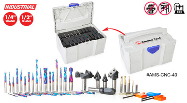 CNC Router Bit Sets - Stackable Case & Versatility