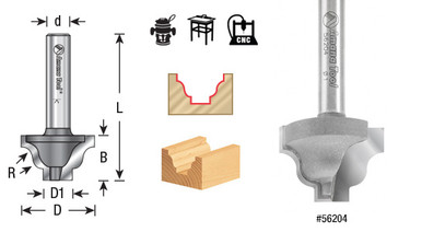 Ogee Stile Cutter Plunge Form Bit - Carbide-Tipped Paneling Tool