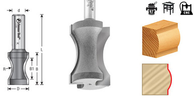 Bullnose Convex Edging Router Bits - Carbide Tipped 2-Flute