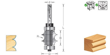Beading Router Bits - Carbide Tipped, 2-Flute for Edge Detailing