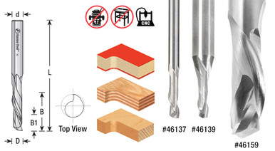 CNC Compression Spiral Bits for Laminates & Wood - Solid Carbide