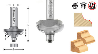 Ogee Fillet Router Bits - Carbide Tipped 2-Flute | Tool SKU #47702