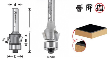 Bevel Trim Router Bits, Carbide 2 Flute, Fine Woodworking Tools