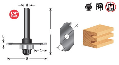Slotting Cutter Assemblies 2 Wing | 1/4" Shank Groove Tool