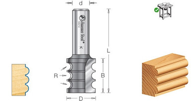 Triple Beading Router Bit - Carbide Tipped for Reeded Pilasters & Legs