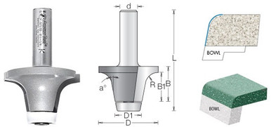 3/8 Round Over Router Bit for Solid Surfaces - 2 Flute Ultra Glide
